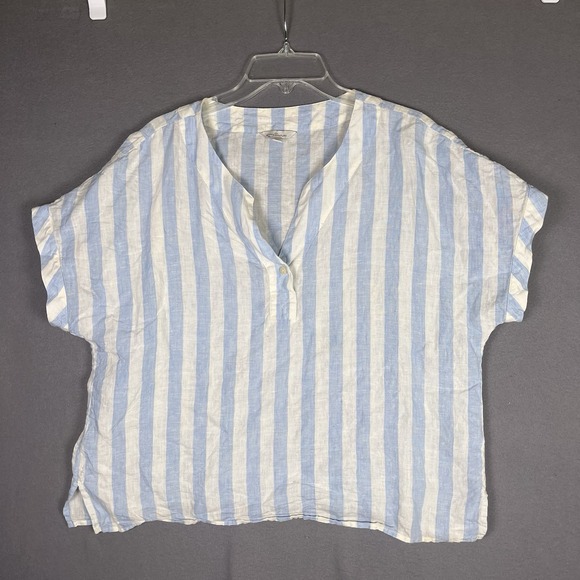 L.L. Bean | Tops | L L Bean Signature 0 Linen Blue And White Striped ...